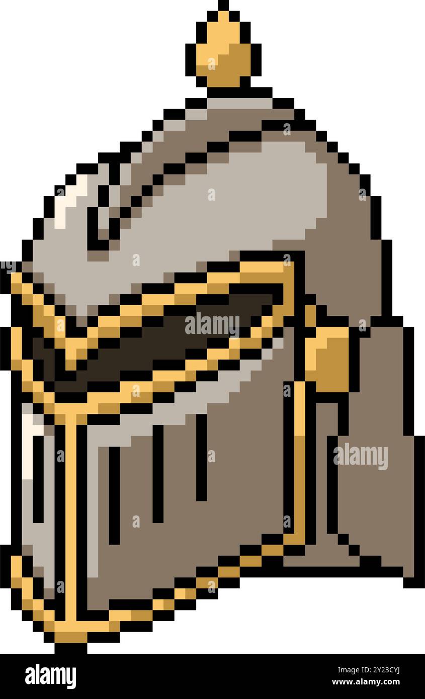 pixel art of medieval knight helmet isolated background Stock Vector ...