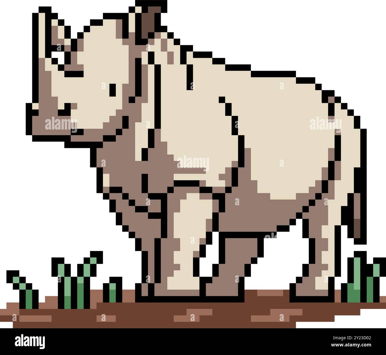 pixel art of rhino mud swamp isolated background Stock Vector Image ...