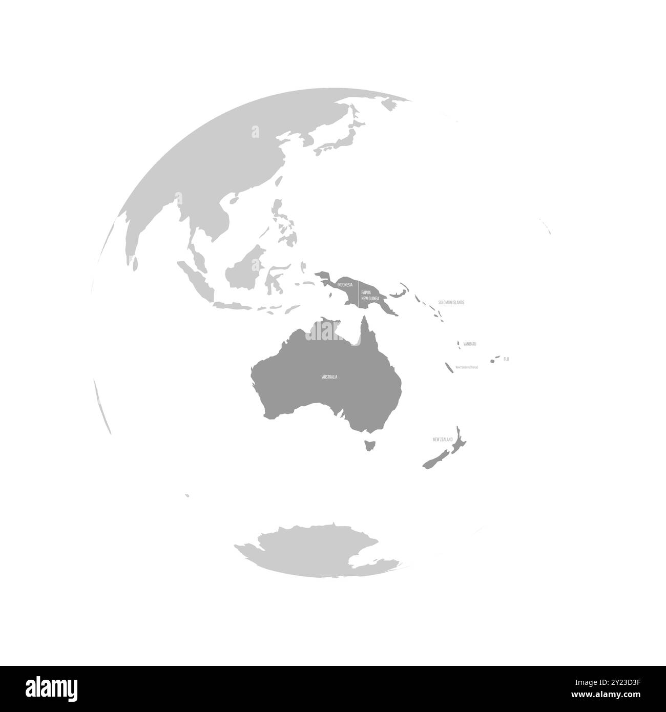 Australia continent dark blue highlighted silhouette on Earth globe ...