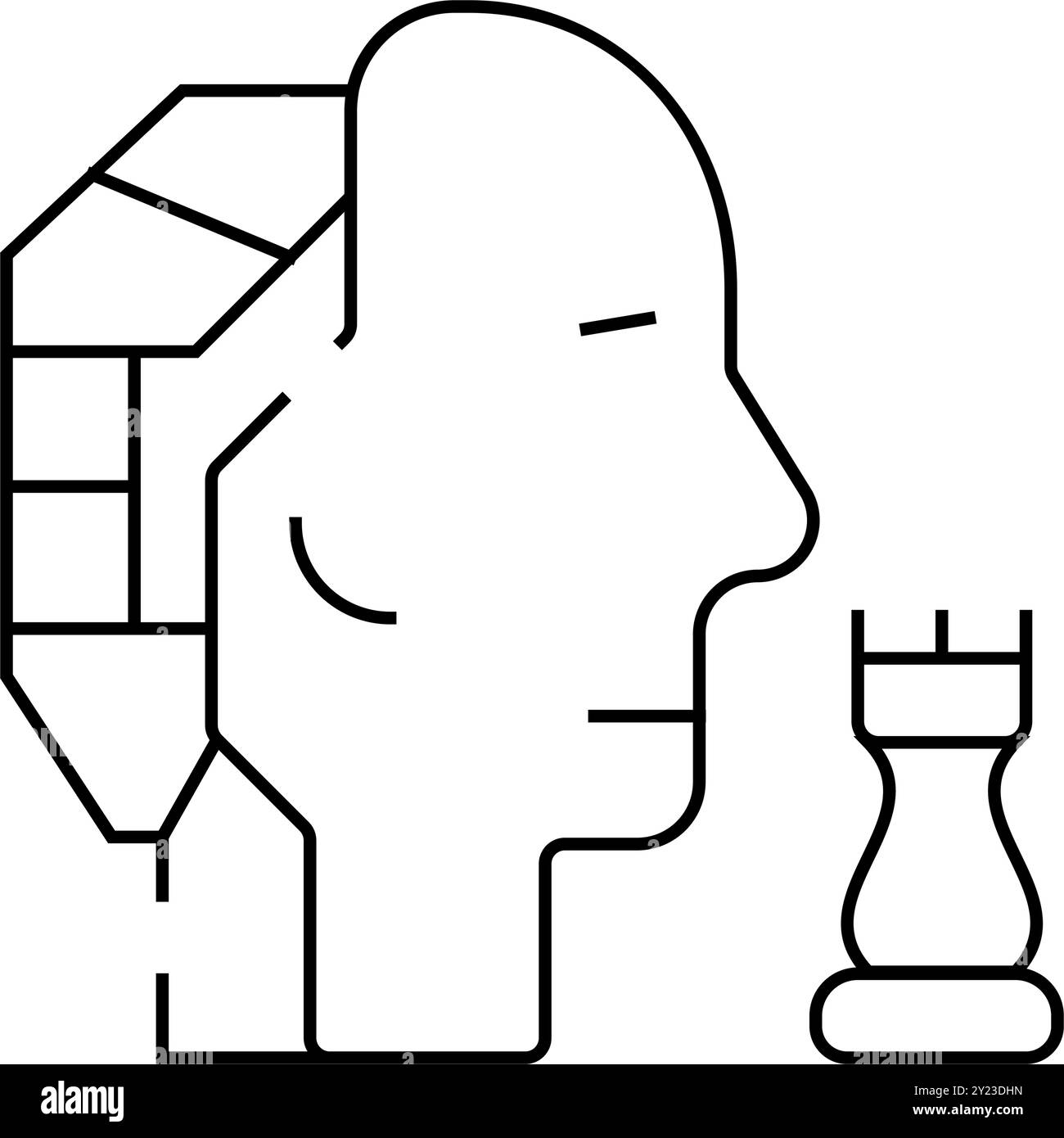 robot head brain play chess line icon vector illustration Stock Vector ...