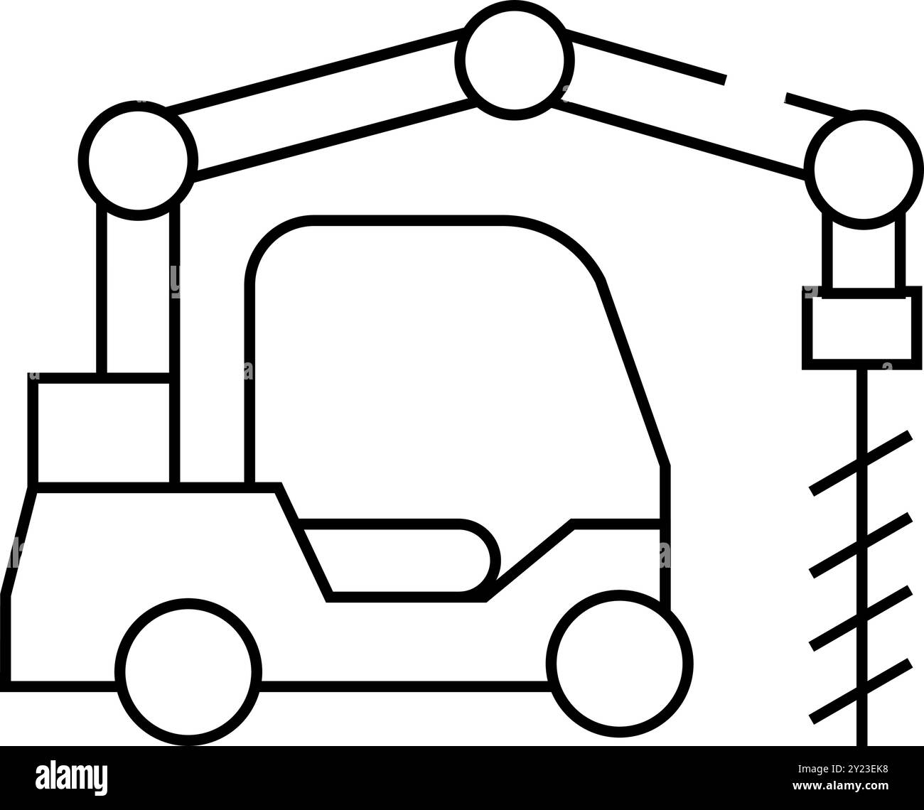 crane-boring machine line icon vector isolated illustration Stock ...