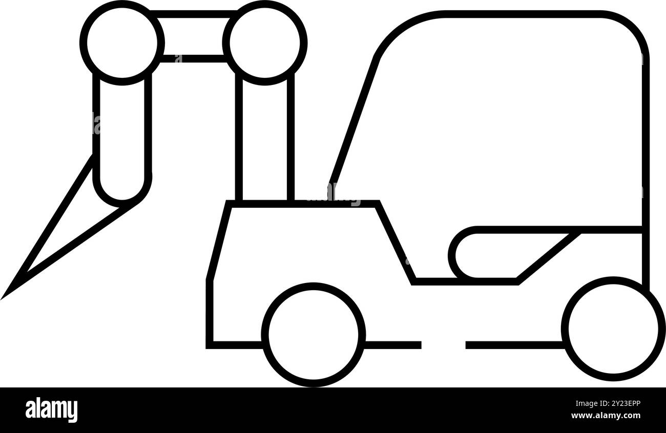 rotary hammer on wheels line icon vector illustration Stock Vector ...