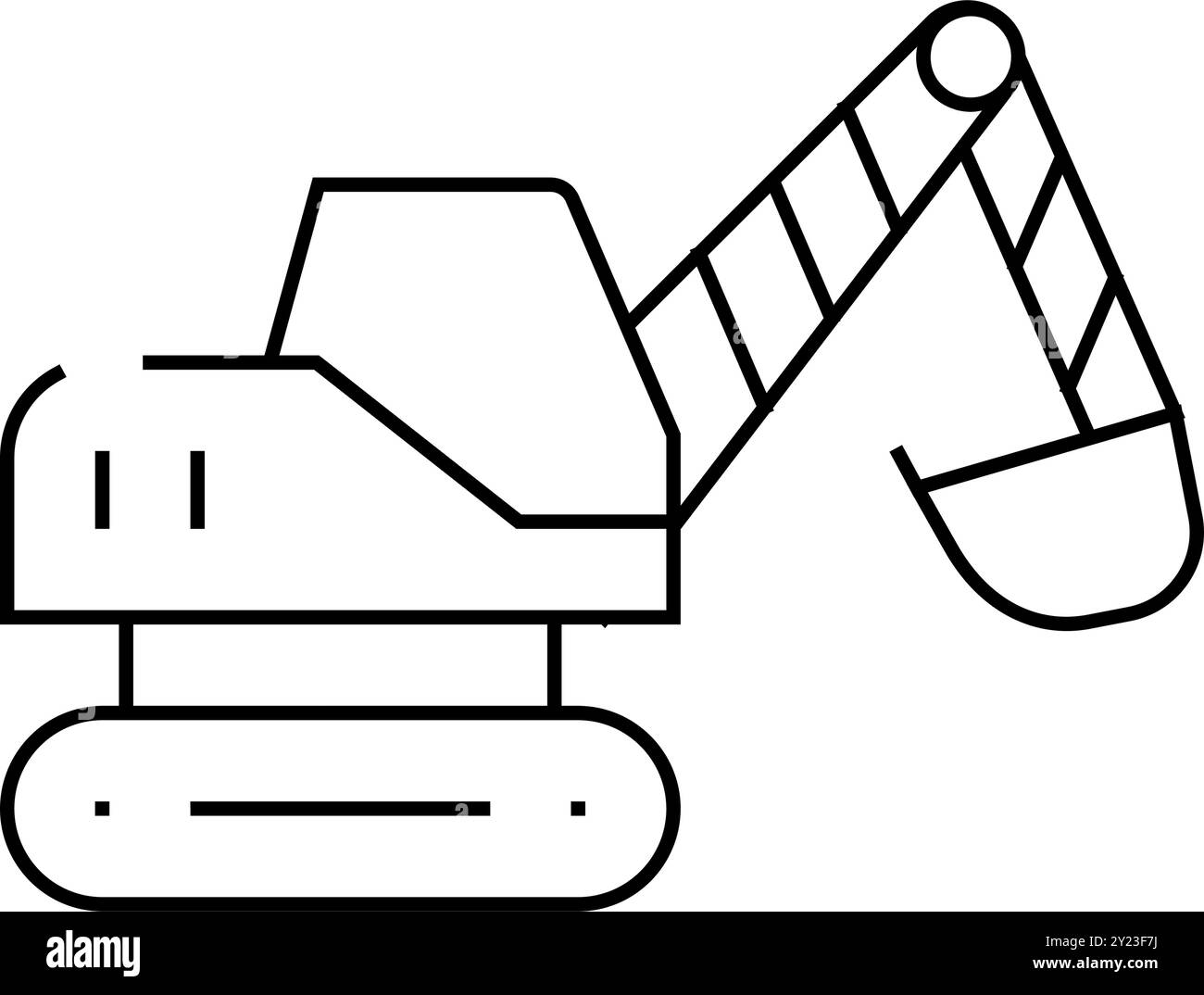 excavator construction vehicle line icon vector illustration Stock ...