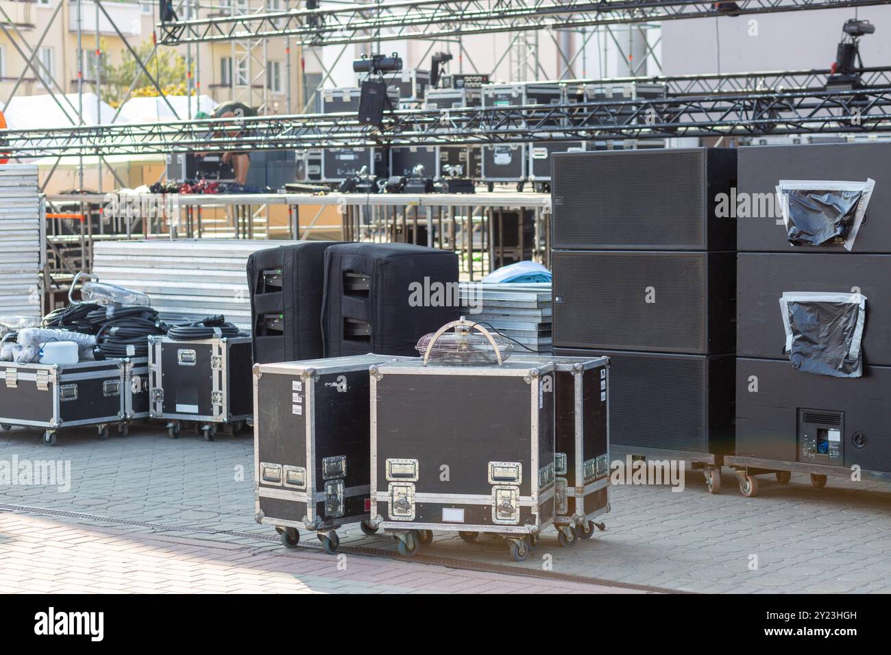 Stage equipment for the organization of concert shows Boxes with ...