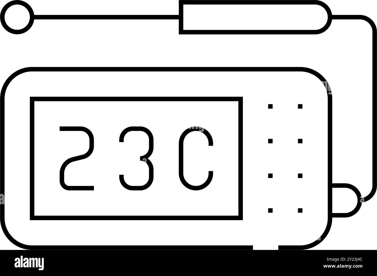 thermometer with probe measuring equipment line icon vector ...