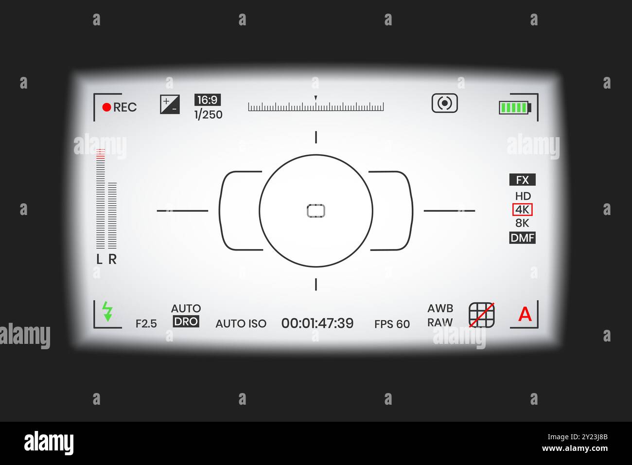 Camera viewfinder video or photo frame recorder flat style design ...