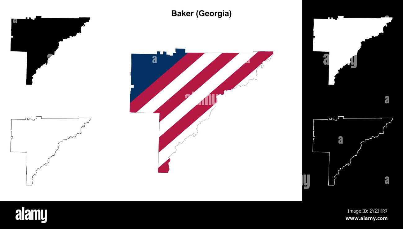 Baker County (Georgia) outline map set Stock Vector Image & Art - Alamy