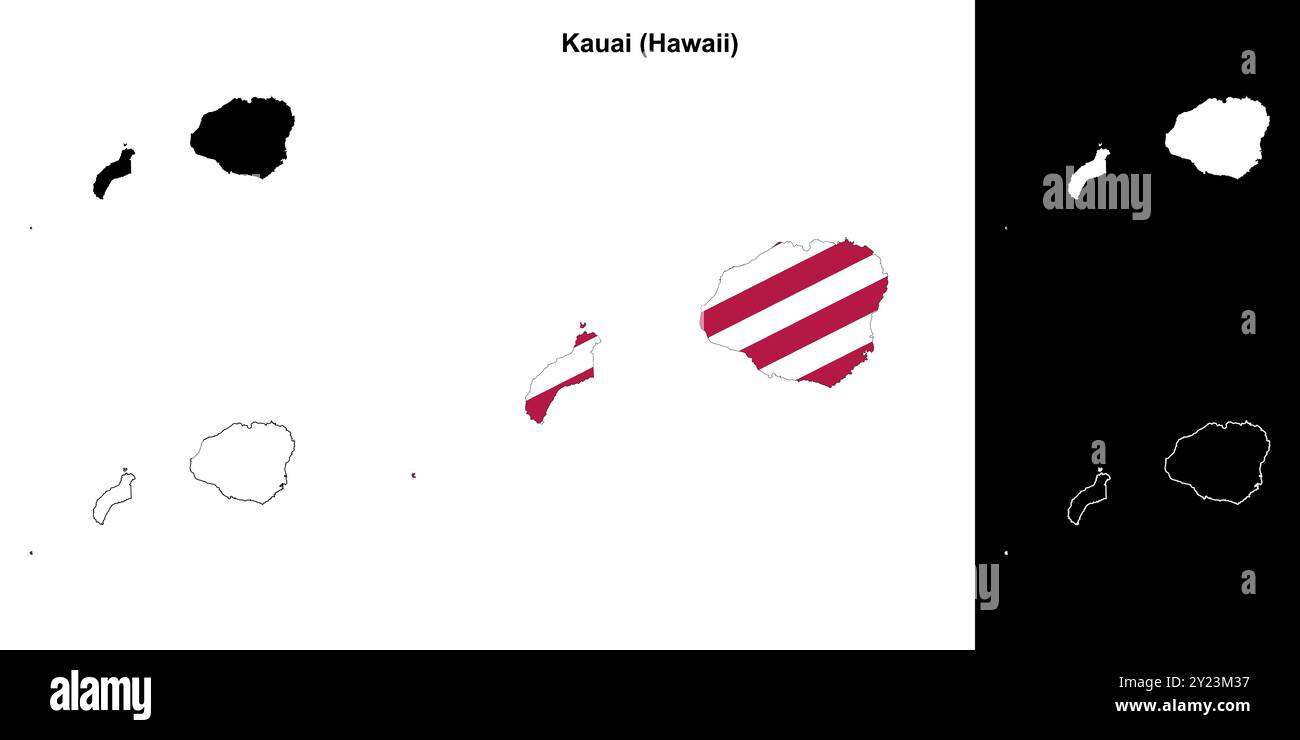 Kauai County (Hawaii) outline map set Stock Vector Image & Art - Alamy