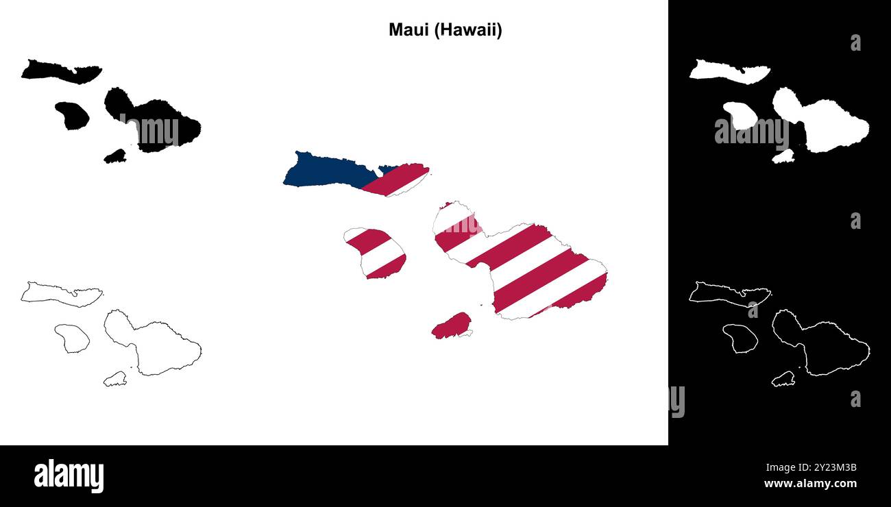 Maui County (Hawaii) outline map set Stock Vector Image & Art - Alamy