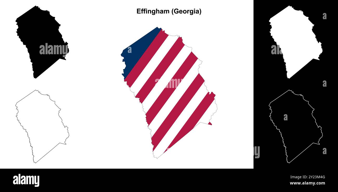 Effingham County Georgia Outline Map Set Stock Vector Image And Art Alamy