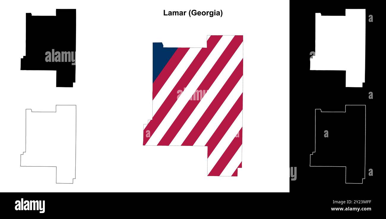 Lamar County (Georgia) outline map set Stock Vector Image & Art - Alamy