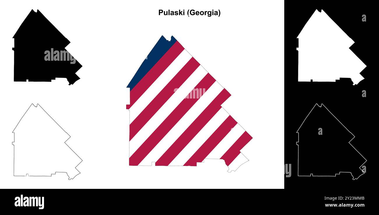 Pulaski County (Georgia) outline map set Stock Vector Image & Art - Alamy