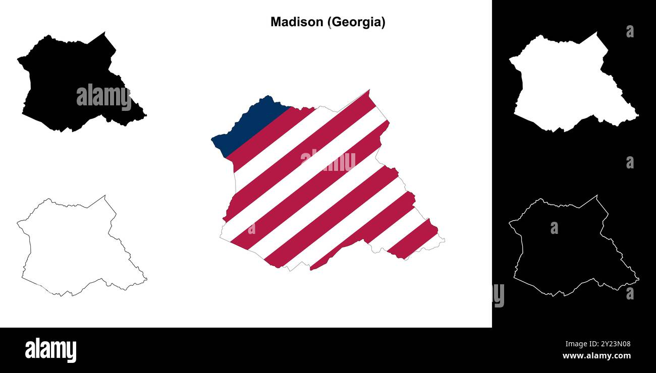 Madison County (Georgia) outline map set Stock Vector Image & Art - Alamy