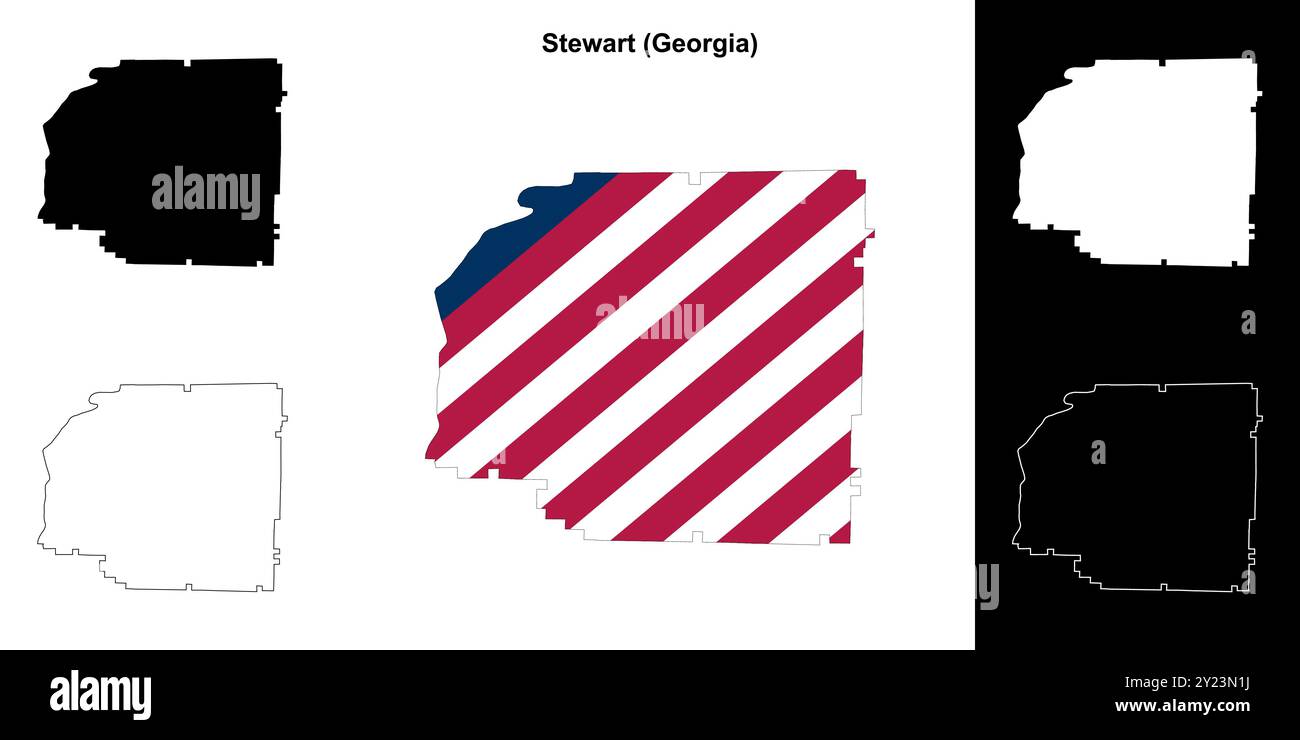Stewart County (Georgia) outline map set Stock Vector Image & Art - Alamy