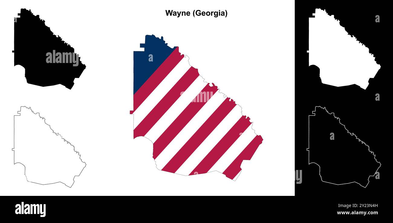 Wayne County (Georgia) outline map set Stock Vector Image & Art - Alamy
