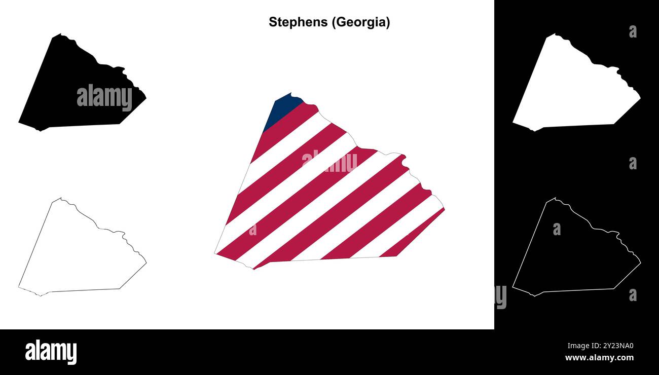 Stephens County (Georgia) outline map set Stock Vector Image & Art - Alamy