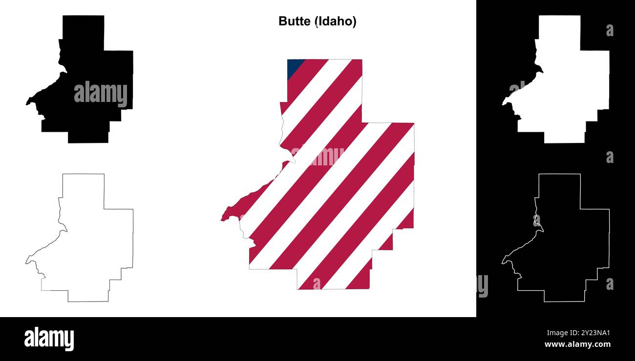 Butte County (Idaho) outline map set Stock Vector Image & Art - Alamy