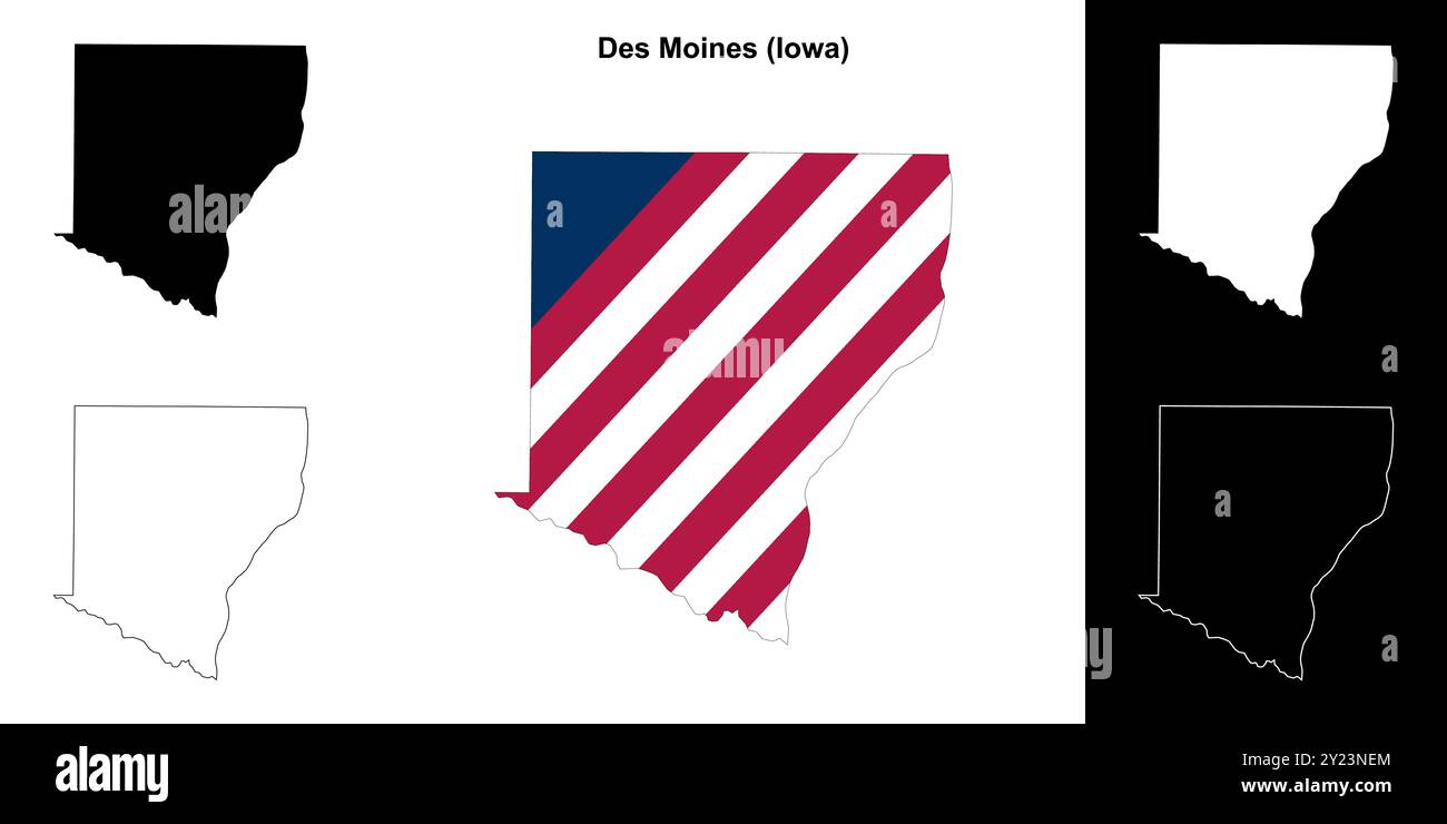 Des Moines County (Iowa) outline map set Stock Vector Image & Art - Alamy