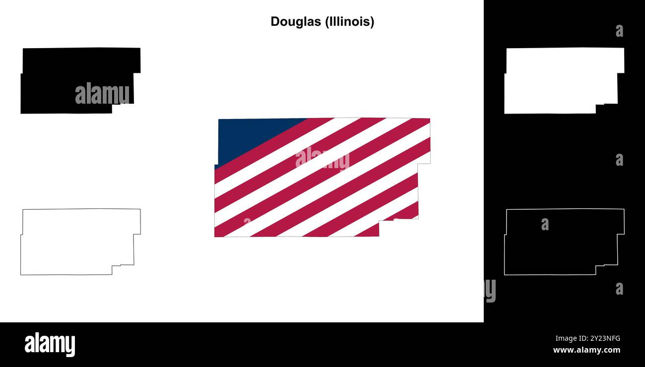 Douglas County (Illinois) outline map set Stock Vector Image & Art - Alamy