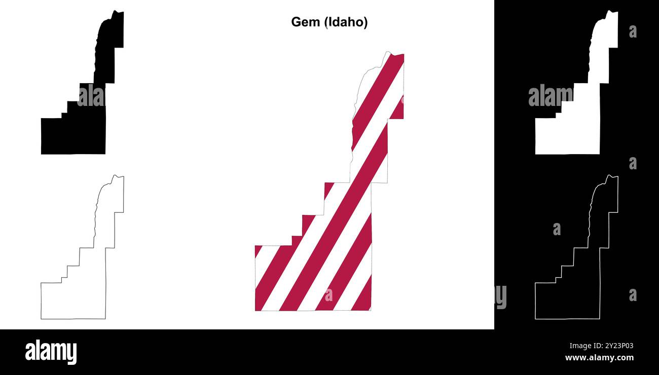 Gem County (Idaho) outline map set Stock Vector Image & Art - Alamy