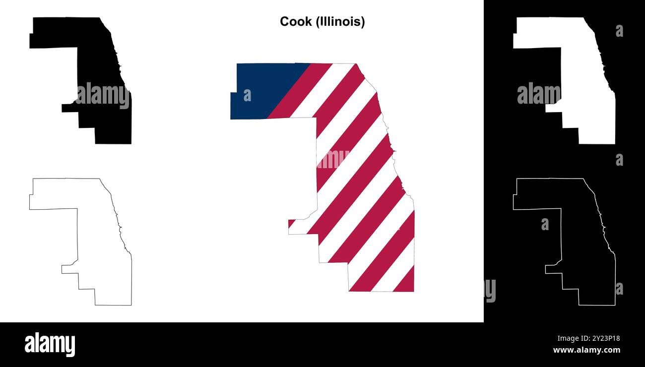 Cook County (Illinois) outline map set Stock Vector Image & Art - Alamy