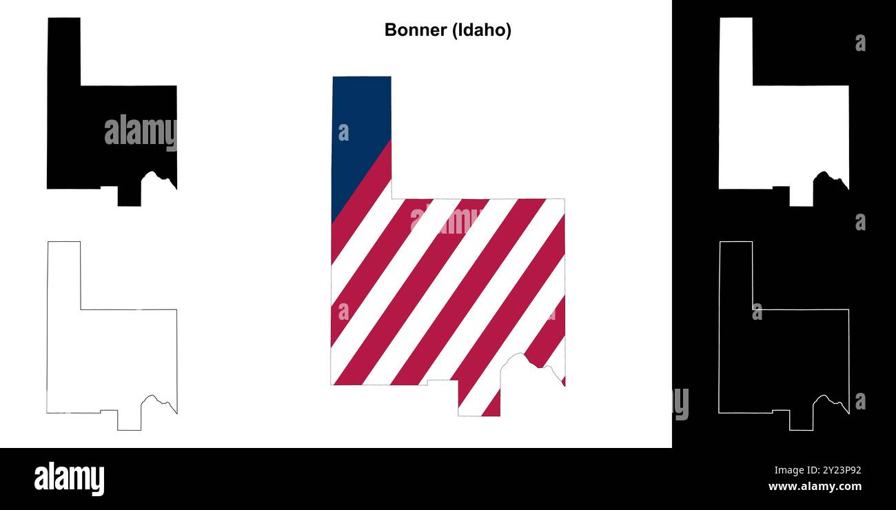 Bonner County (Idaho) outline map set Stock Vector Image & Art - Alamy