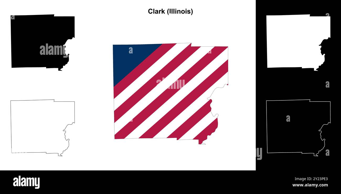 Clark County (Illinois) outline map set Stock Vector Image & Art - Alamy