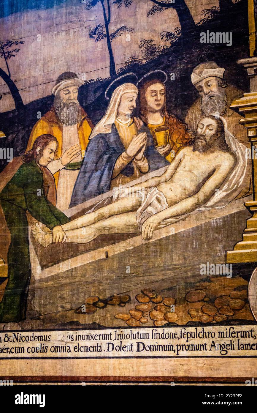 Burial of Jesus Christ, historical wall paintings from the 16th and ...