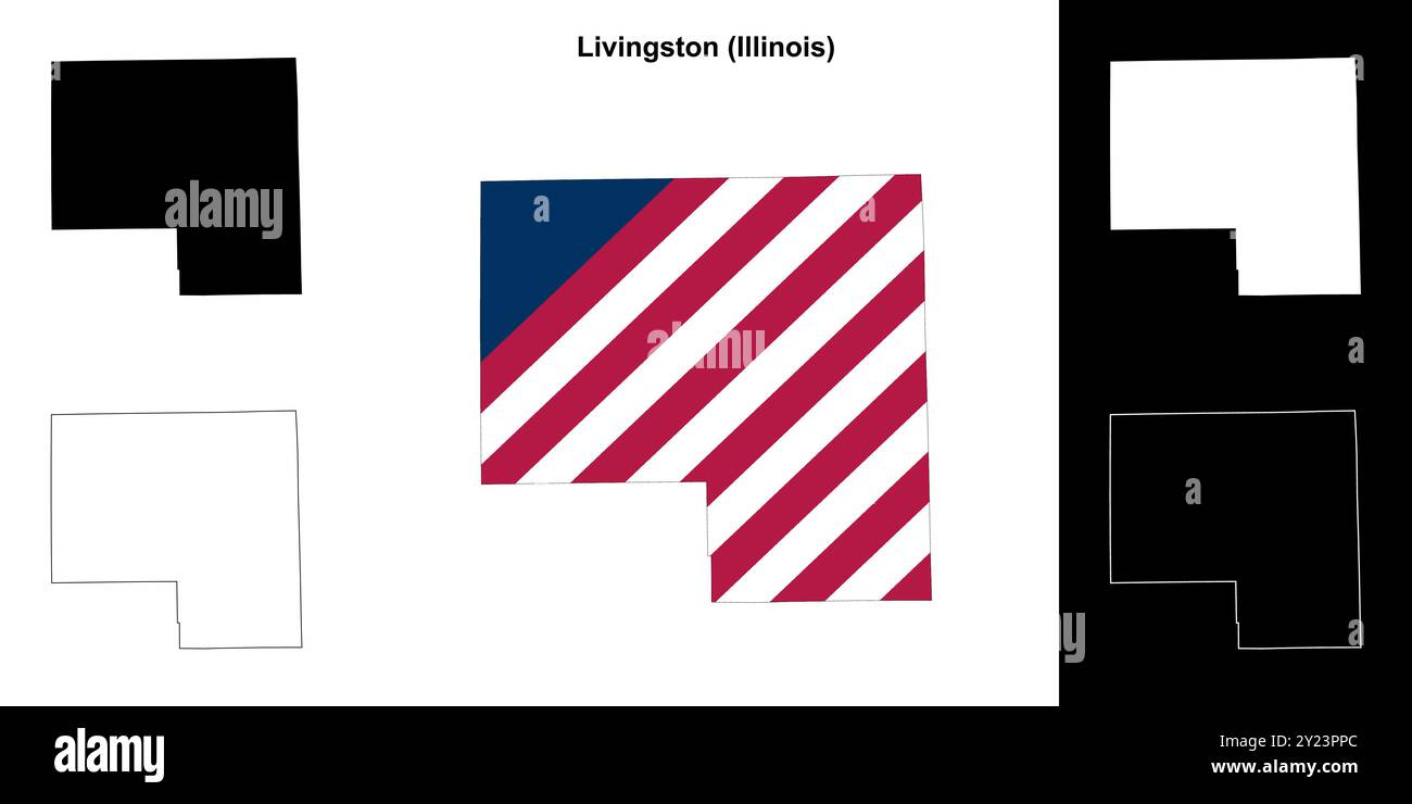 Livingston County (Illinois) outline map set Stock Vector Image & Art ...