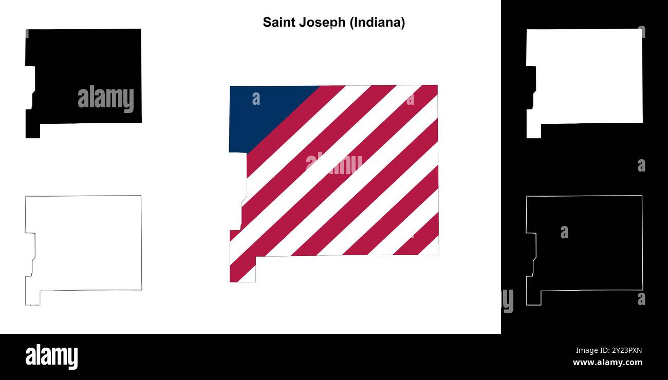 Saint Joseph County (Indiana) outline map set Stock Vector Image & Art ...