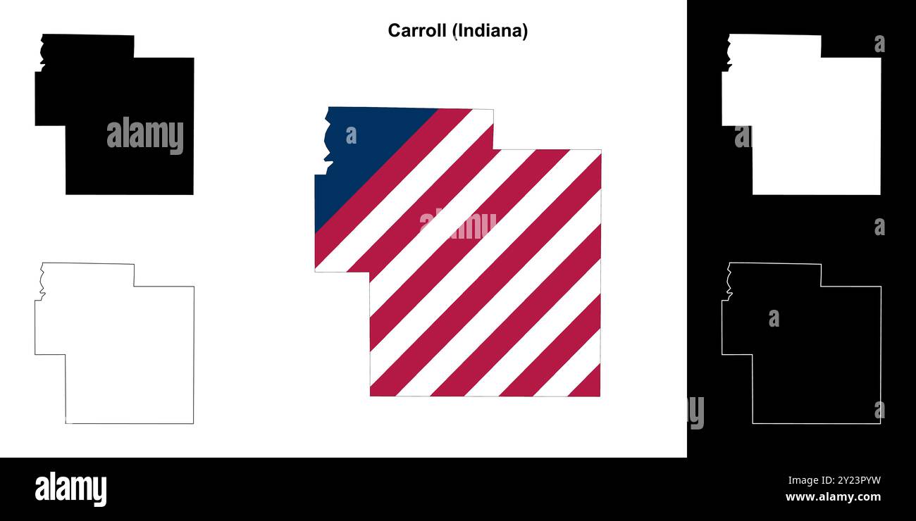 Carroll County (Indiana) outline map set Stock Vector Image & Art - Alamy