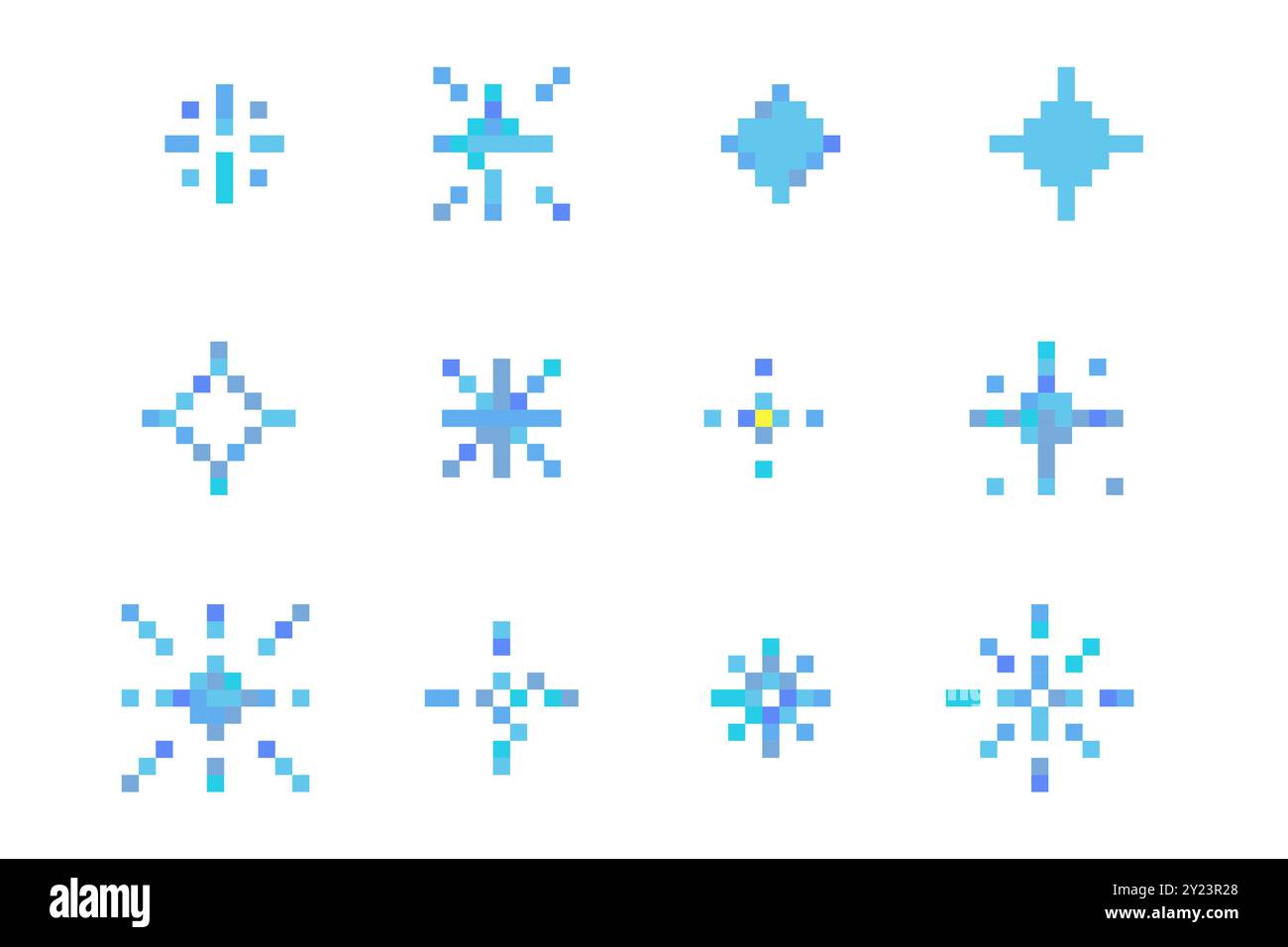 Pixel snowflake winter retro pixilated 8 bit game stamp. Holiday flake ...