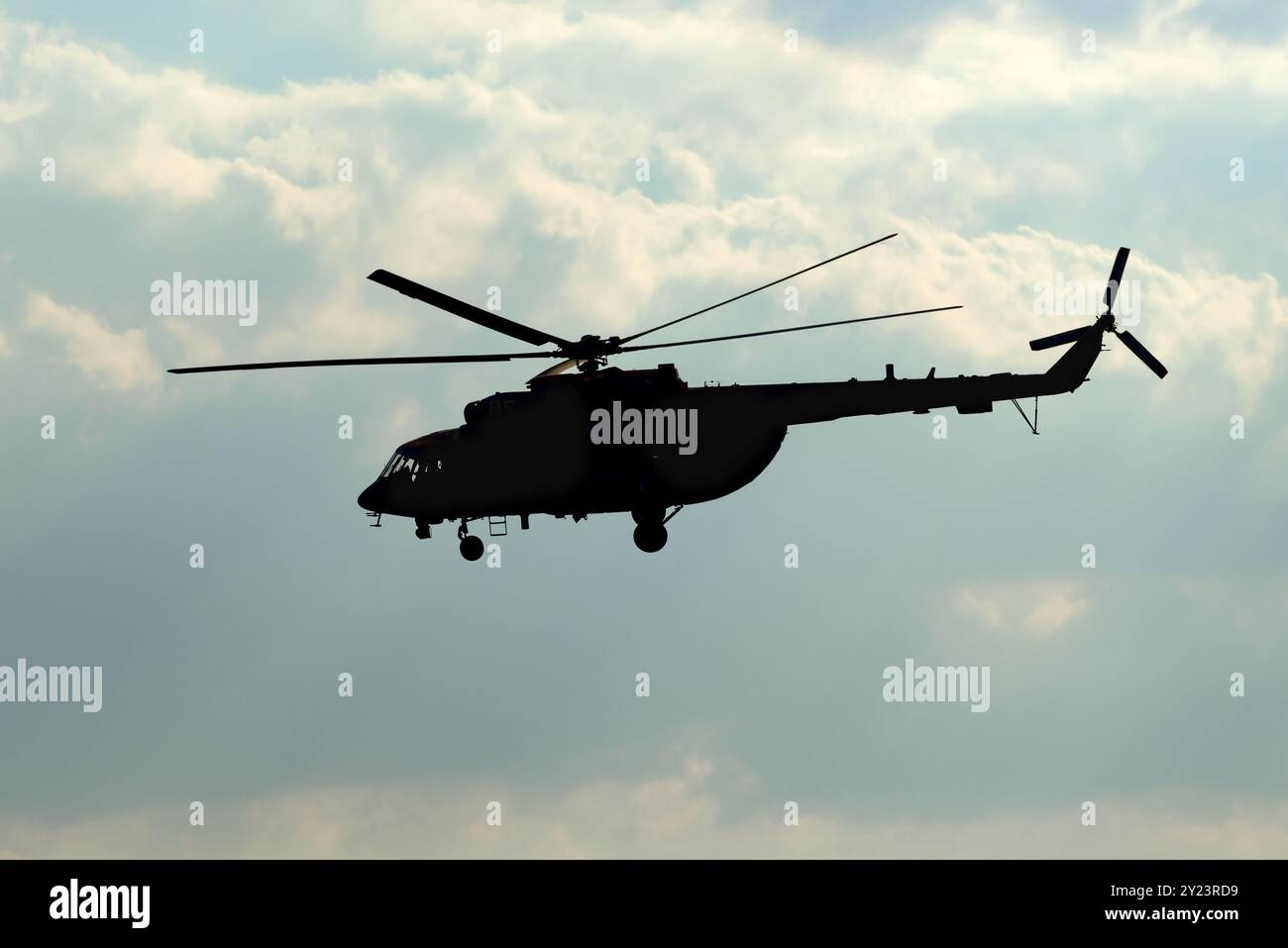 Multi-purpose russian transport and assault helicopter silhouette ...