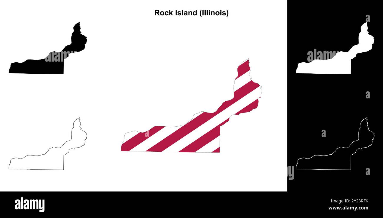 Rock Island County (Illinois) outline map set Stock Vector Image & Art ...