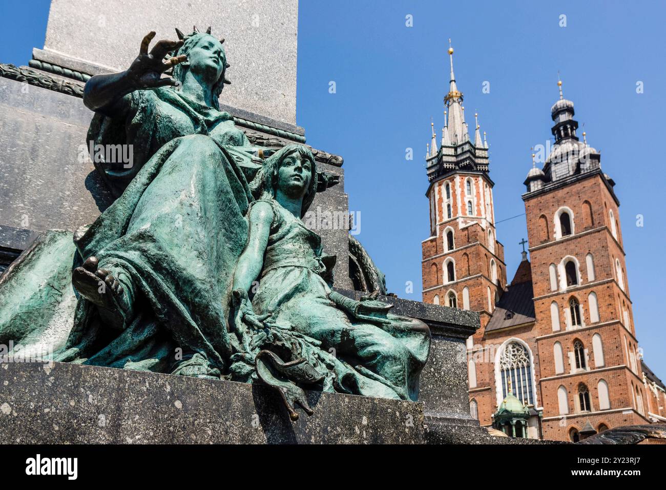 Adam Mickiewicz monument, 1898. behind the Gothic towers of the ...