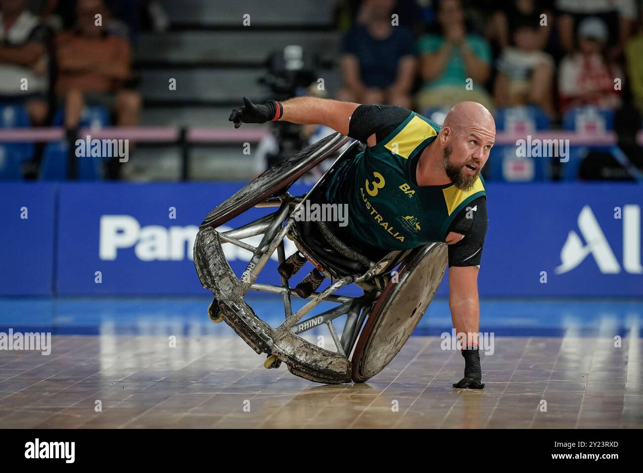 Australia's Ryley Batt competes during the wheelchair rugby bronze ...