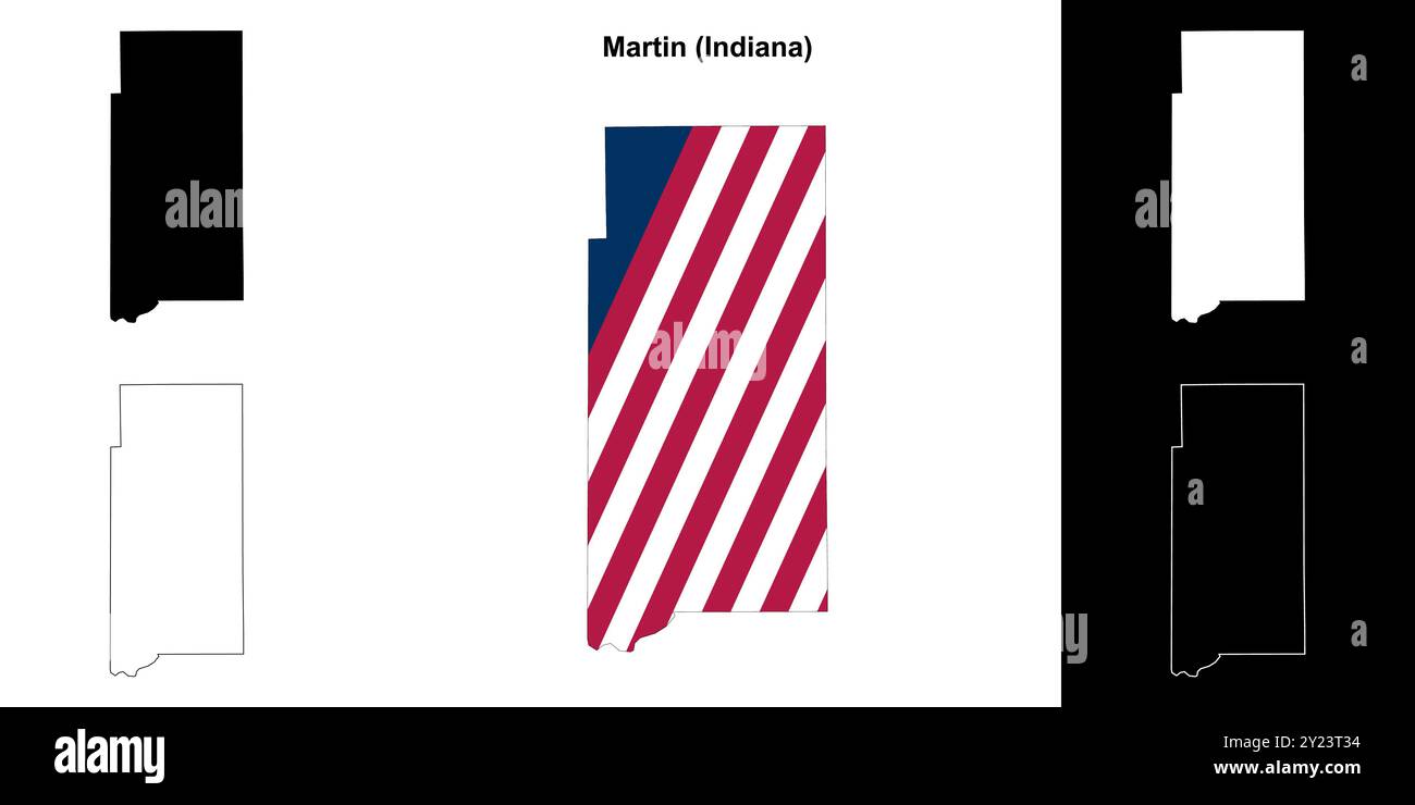 Martin County (Indiana) outline map set Stock Vector Image & Art - Alamy