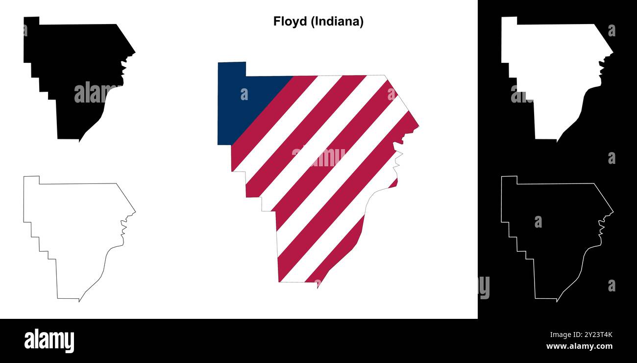 Floyd County Indiana Outline Map Set Stock Vector Image And Art Alamy 5255