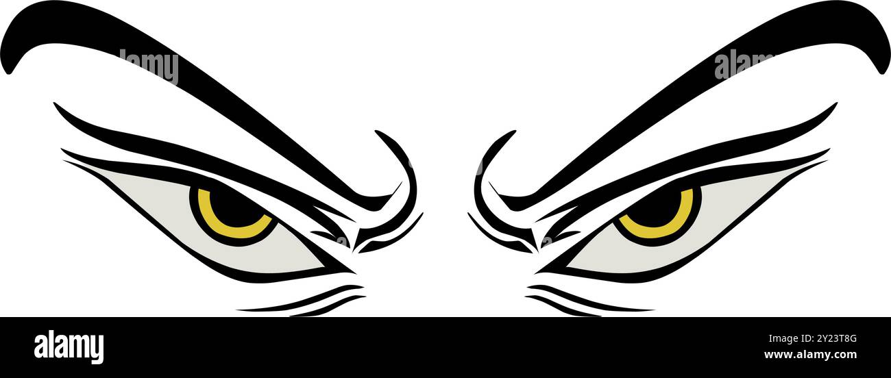 Cartoon angry expression eye design with transparent background ...