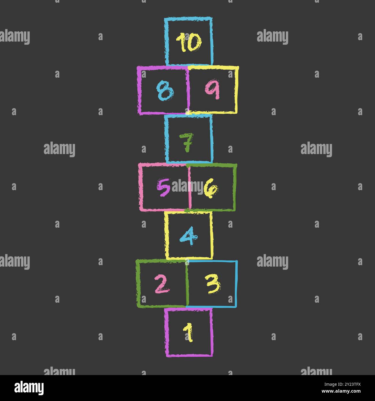 Hopscotch chalk doodle drawing, street Jumping game kids activity. Hop ...