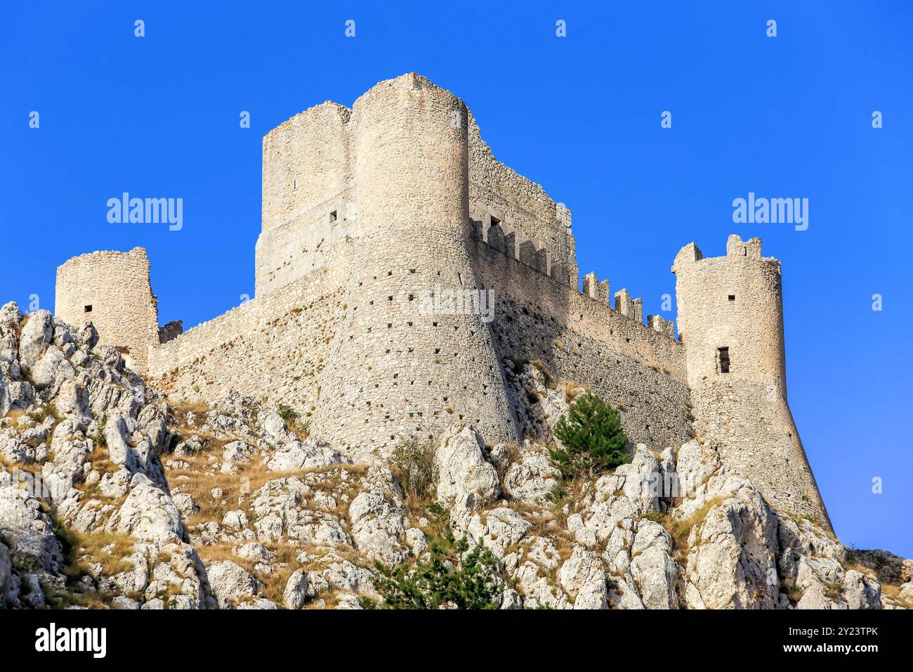 The castle of Rocca Calascio in the municipality of Calascio Stock ...