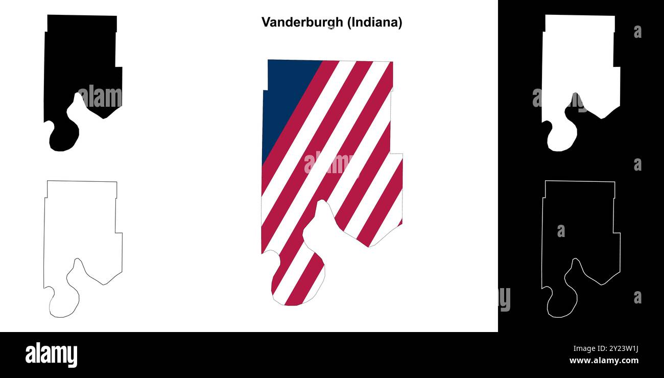 Vanderburgh County (Indiana) outline map set Stock Vector Image & Art ...