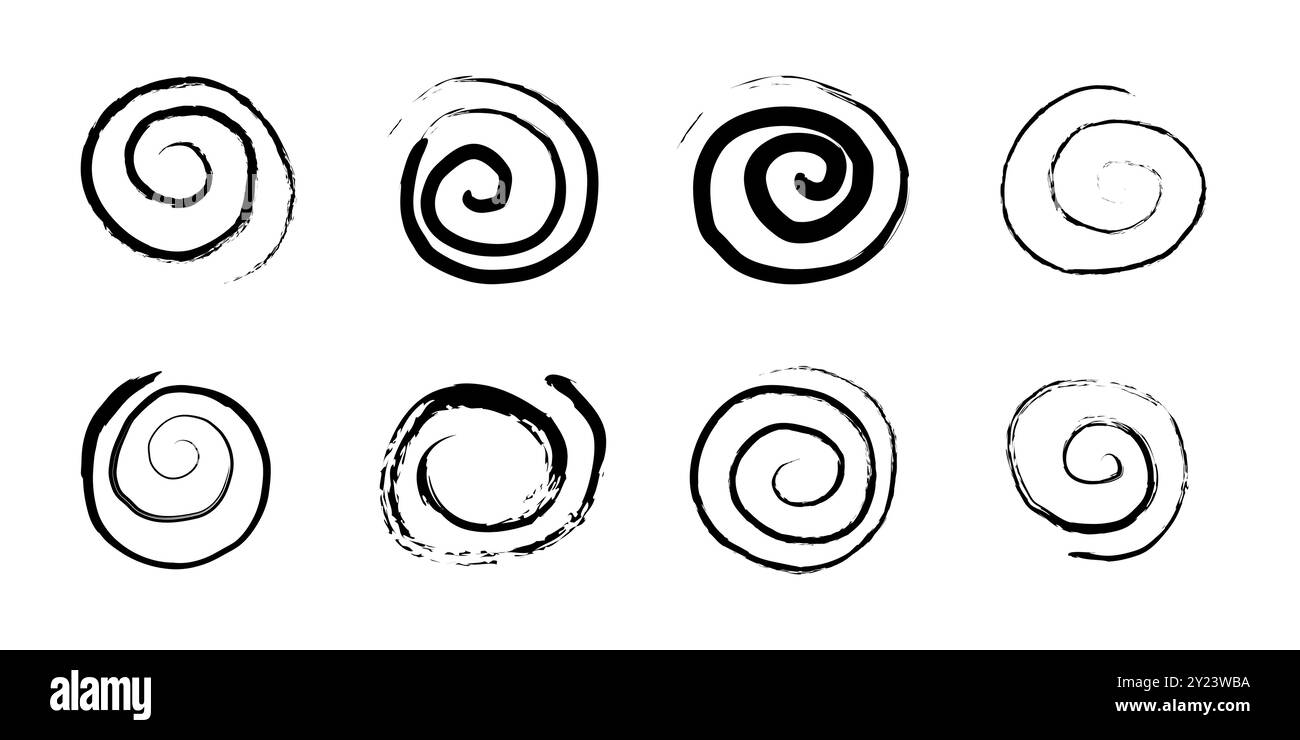 Spiral abstract circle, swirl brush stroke hypnosis psychedelic shape ...