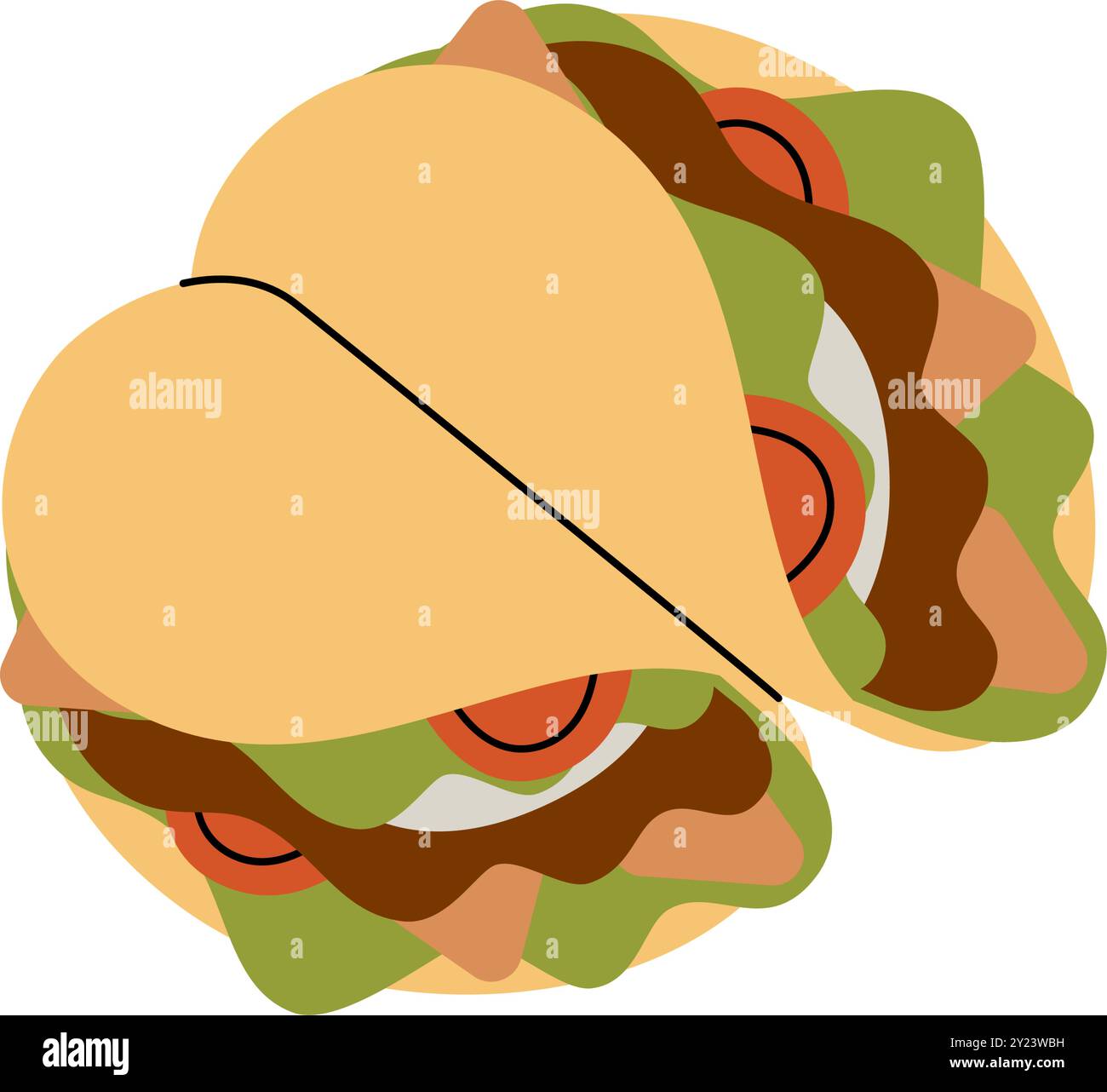 Hand holding grilled taco. Traditional Mexican street fast food. Vector ...