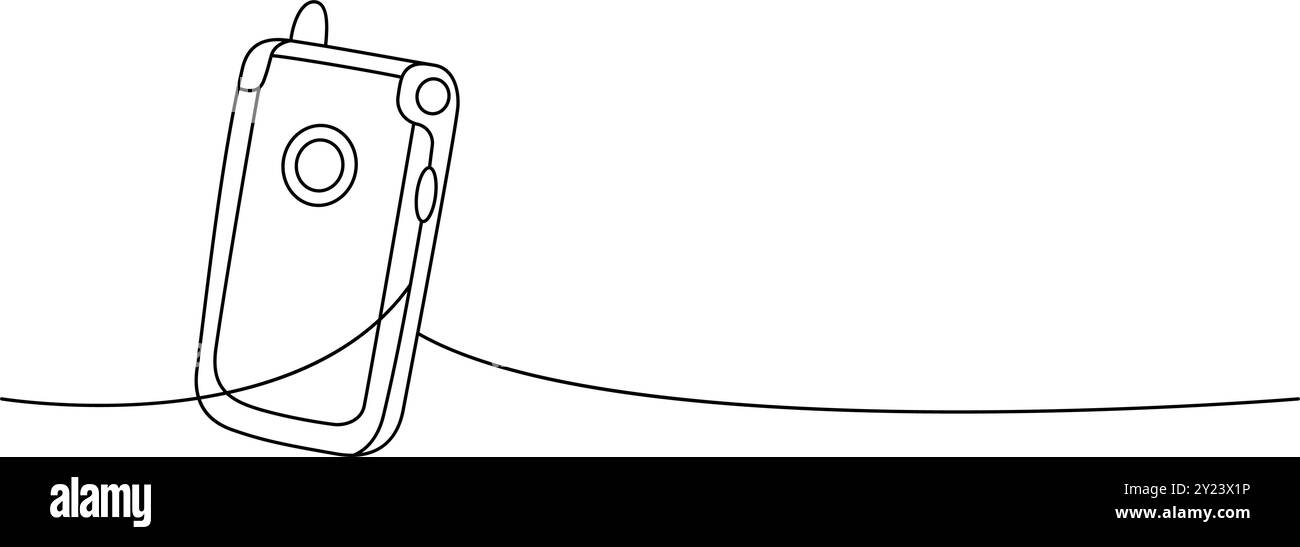 Smart phone one line continuous drawing. Old communication gadgets ...
