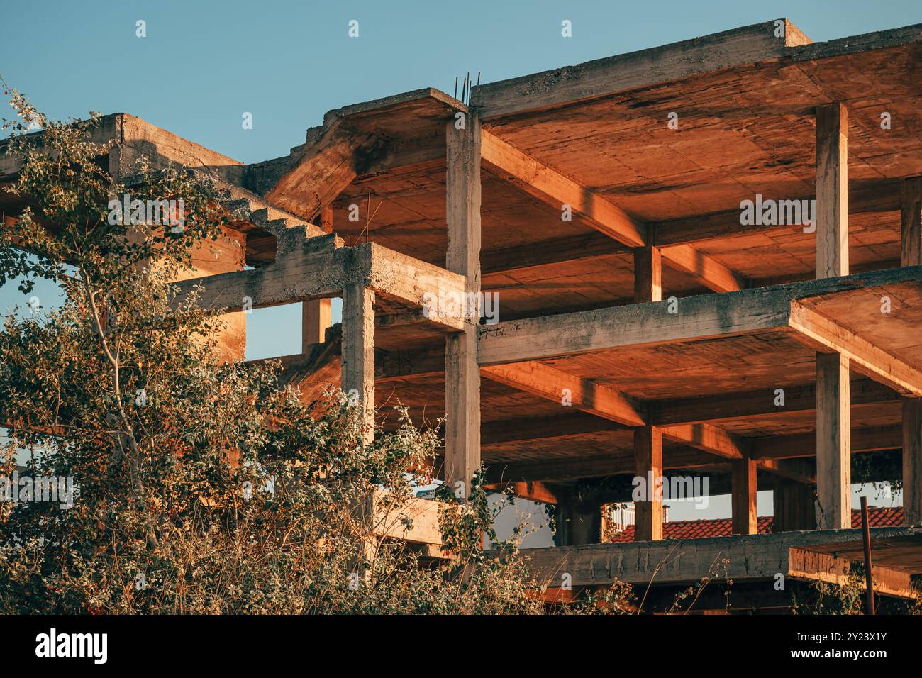 Old abandoned unfinished concrete structure in Vrasna, Greece ...