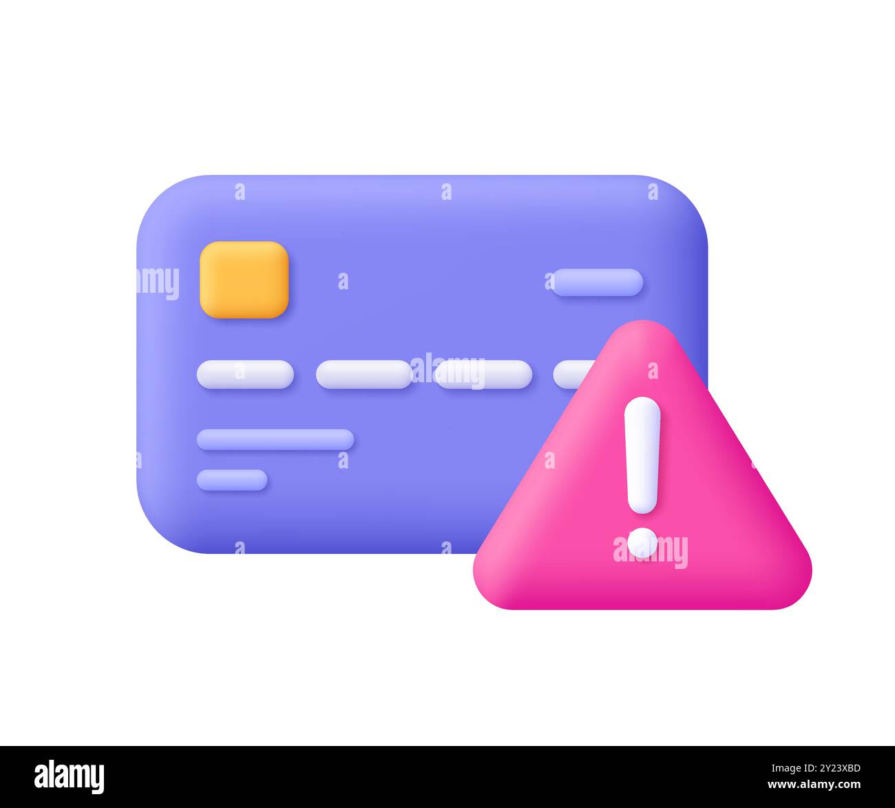 Credit card with with warning symbol, triangle with exclamation point ...