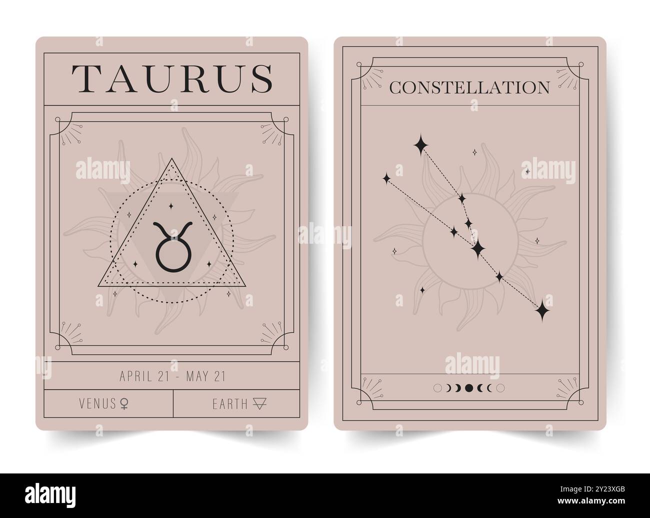 Taurus. Witchcraft cards with astrology zodiac sign and constellation ...