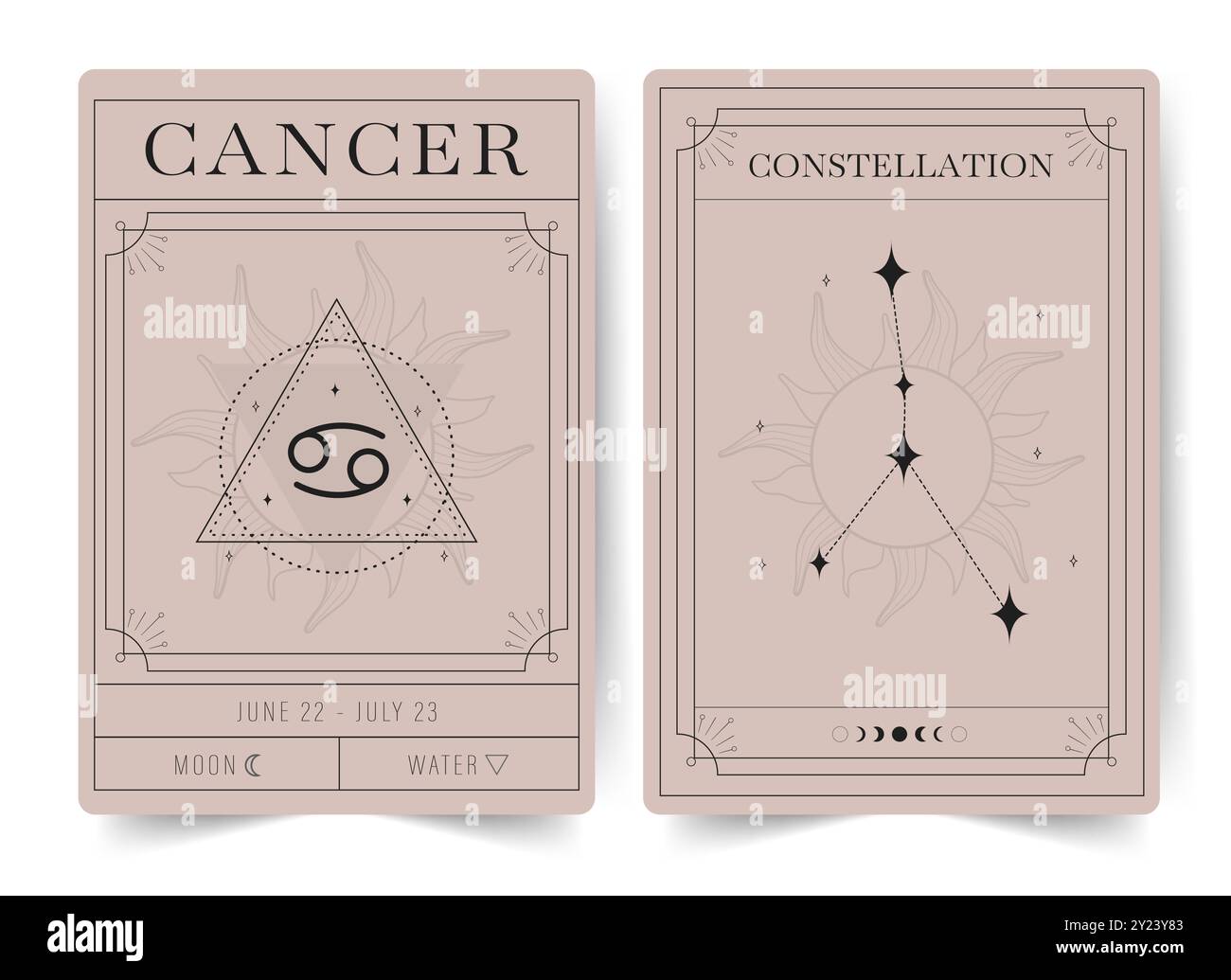 Cancer. Witchcraft cards with astrology zodiac sign and constellation ...
