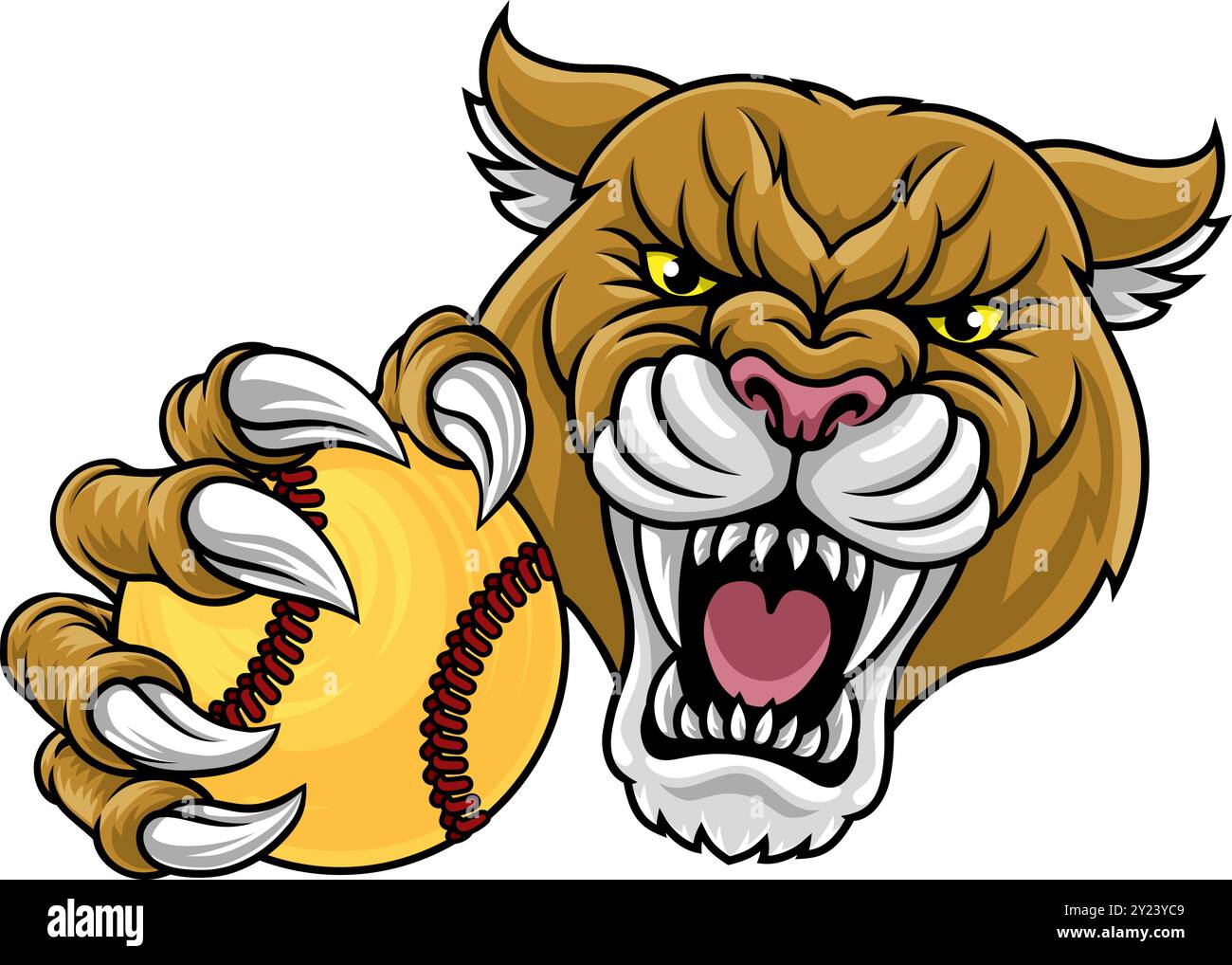 Cougar Panther Mountain Lion Puma Softball Mascot Stock Vector Image ...